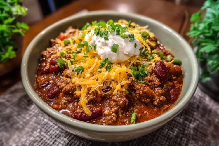 Slow Cooker Cowboy Ground Beef Chili - Savortales